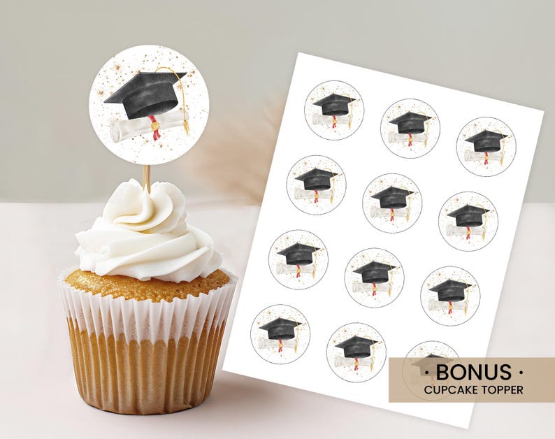 Printable Cupcake Toppers, Custom Cake Decor | Black & Gold Glitter ...
