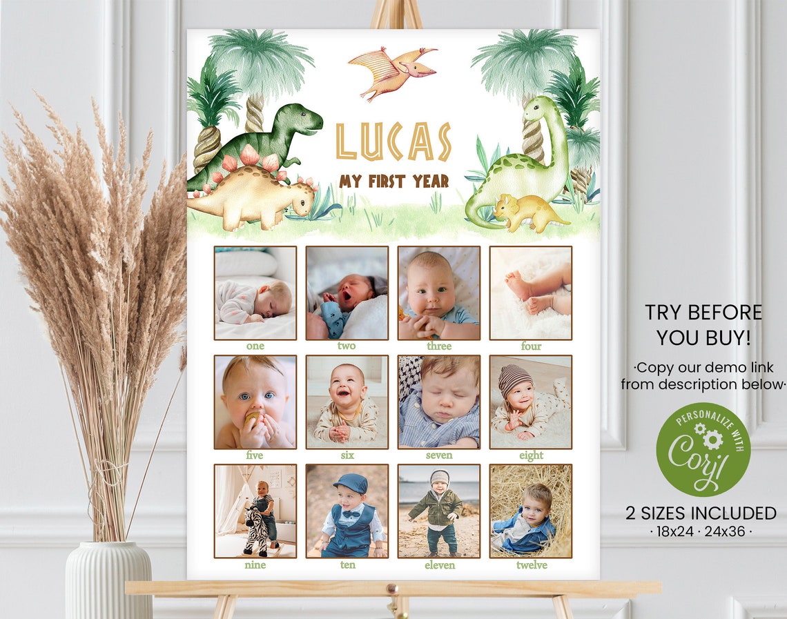 Birthday Milestone Sign 12 Months Photo Collage Baby's - Etsy