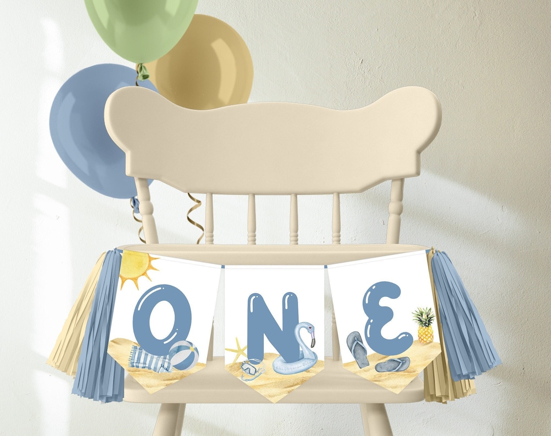 High Chair Banner, Birthday ONE Banner ONE in the Sun, Beach Theme ...