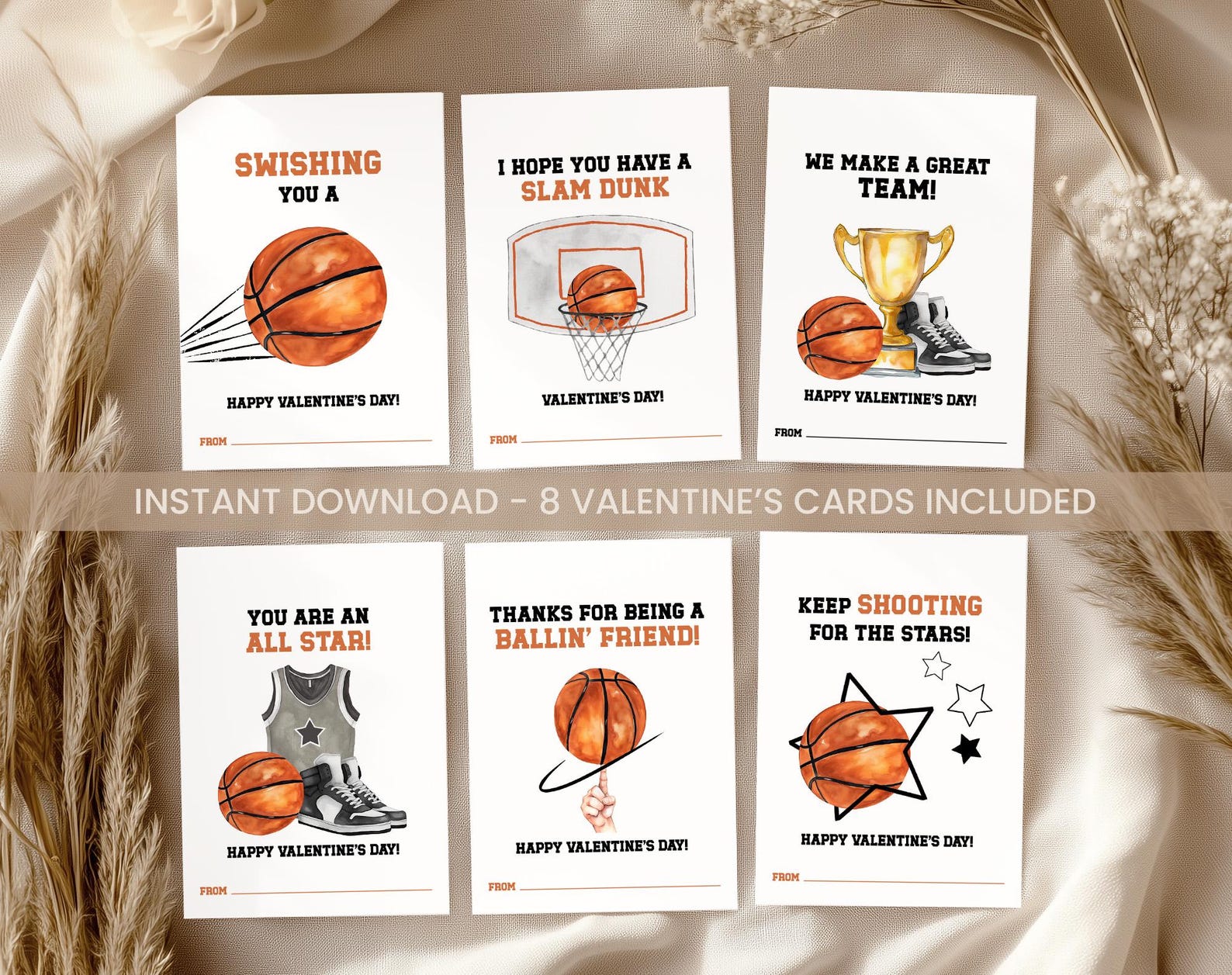 Printable Basketball Valentines Cards, Kids Valentine Day Gift Tags ...