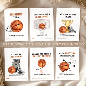 Printable Basketball Valentines Cards, Kids Valentine Day Gift Tags ...