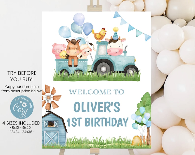 Birthday Welcome Sign, Poster | Farm, Barn Animals, Barnyard, Ranch ...