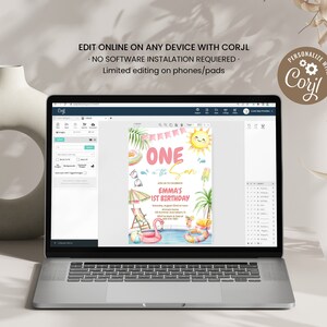 ONE in the Sun Birthday Invitation, First Birthday Invite | Pool Party ...