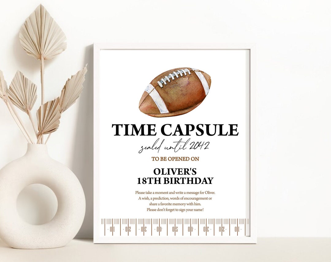 Birthday Time Capsule Sign, Card | Football, First Year Down, Game On ...