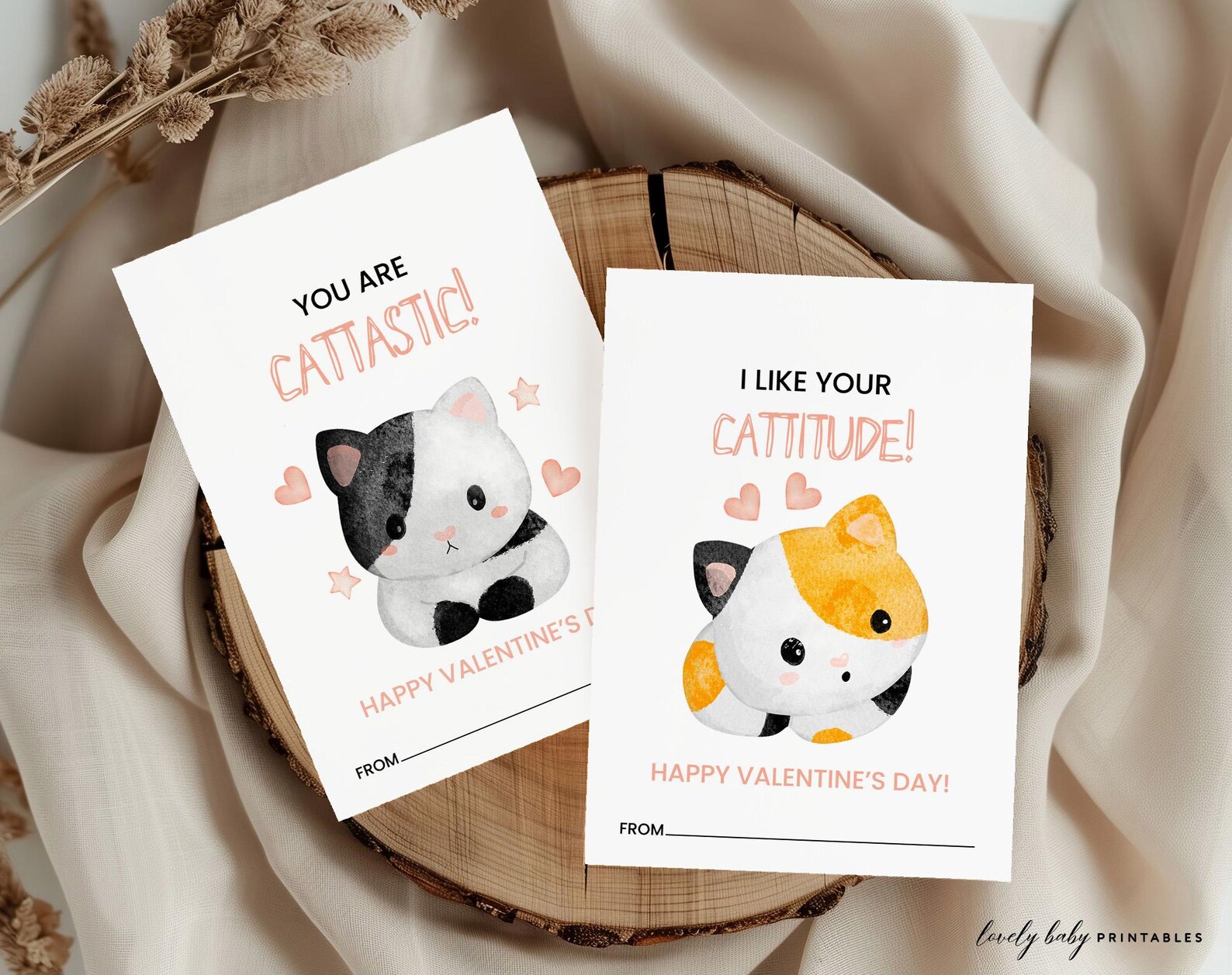 Printable Cats Valentines Cards, Kids Valentine Day Gift Tags, Funny ...