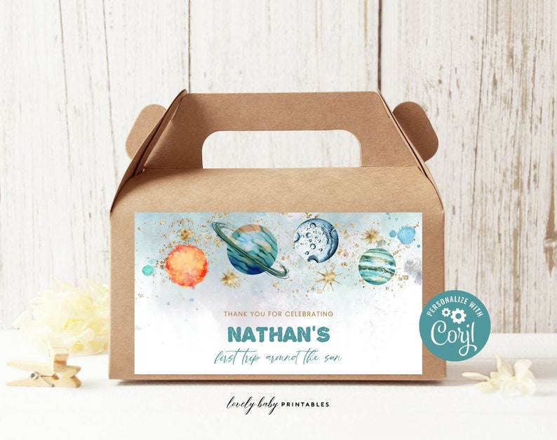 Editable Space Birthday Gable Box Label Printable Gable Gift - Etsy