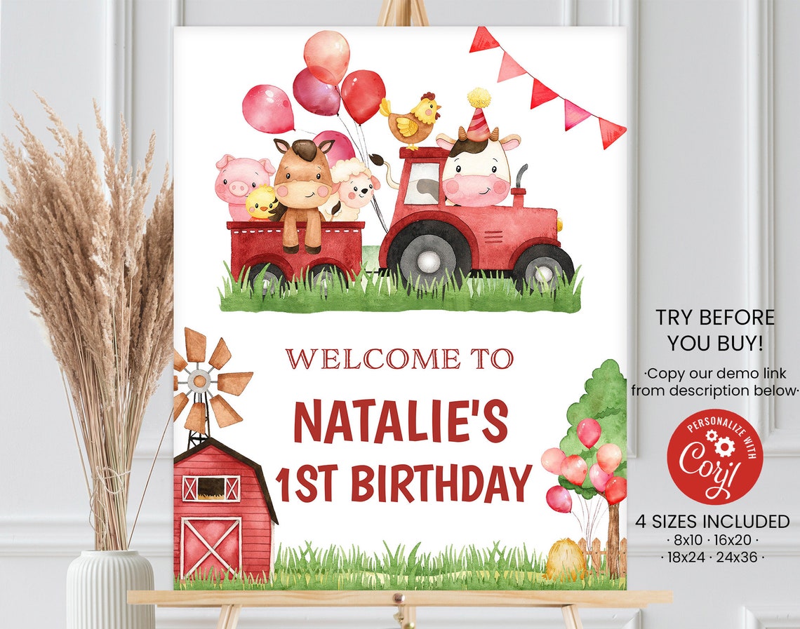 Birthday Welcome Sign, Poster | Farm, Barn Animals, Barnyard, Ranch ...