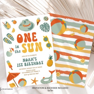 ONE in the Sun Birthday Invitation, First Birthday Invite Beach, Pool ...