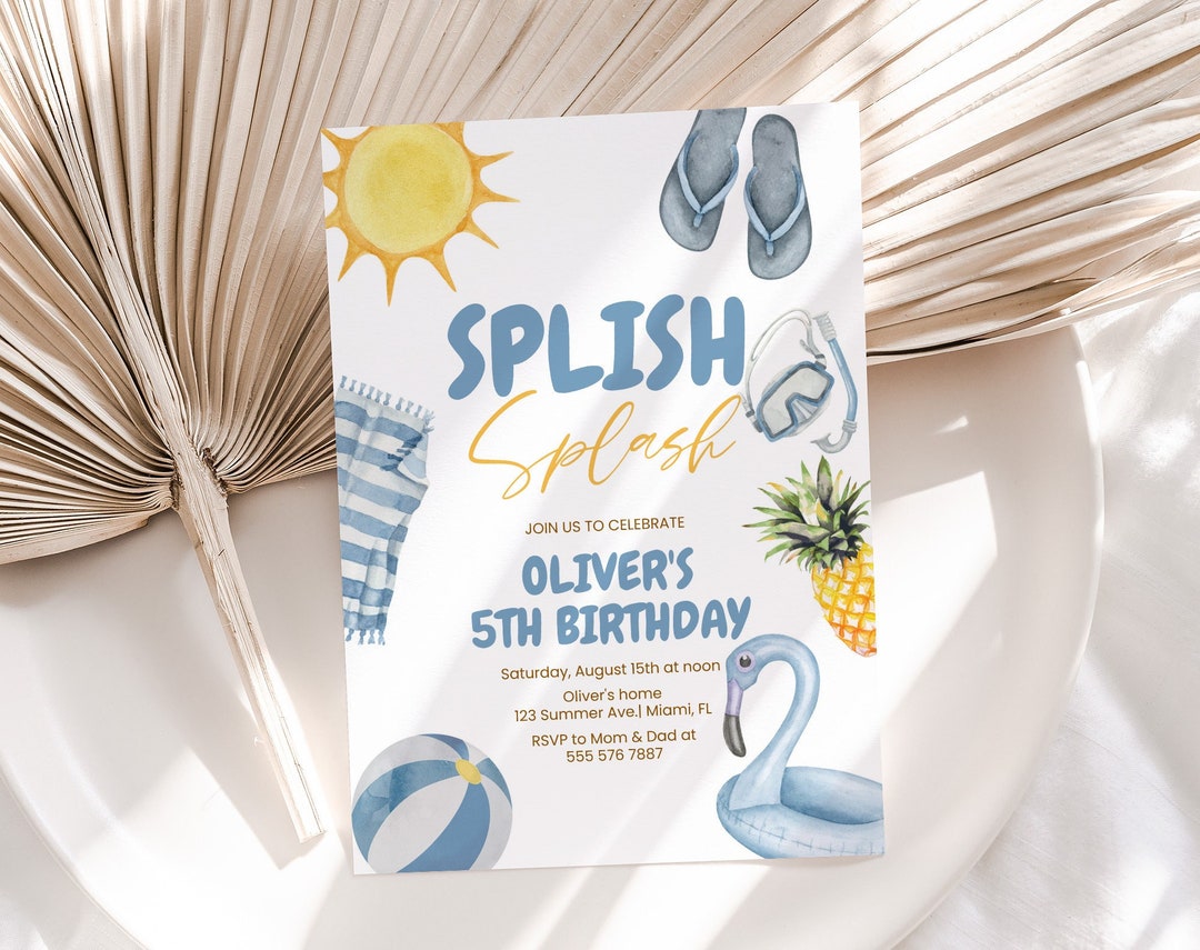 Splish Splash Birthday Invitation, Invite ANY AGE | Birthday Bash ...