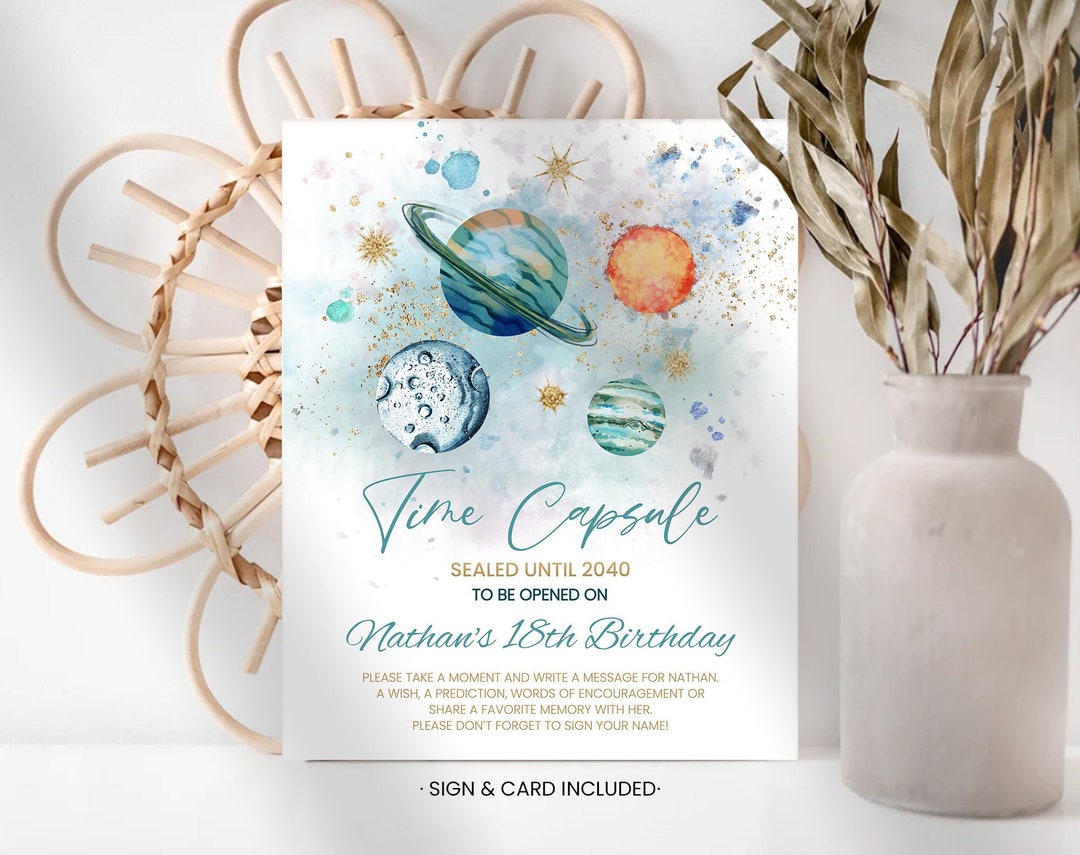 Birthday Time Capsule Sign, Card Space, First Trip Around the Sun ...