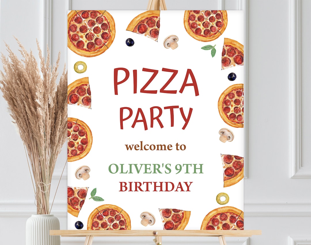 Birthday Welcome Sign, Poster | Pizza Party, Slice of Fun | Printable ...
