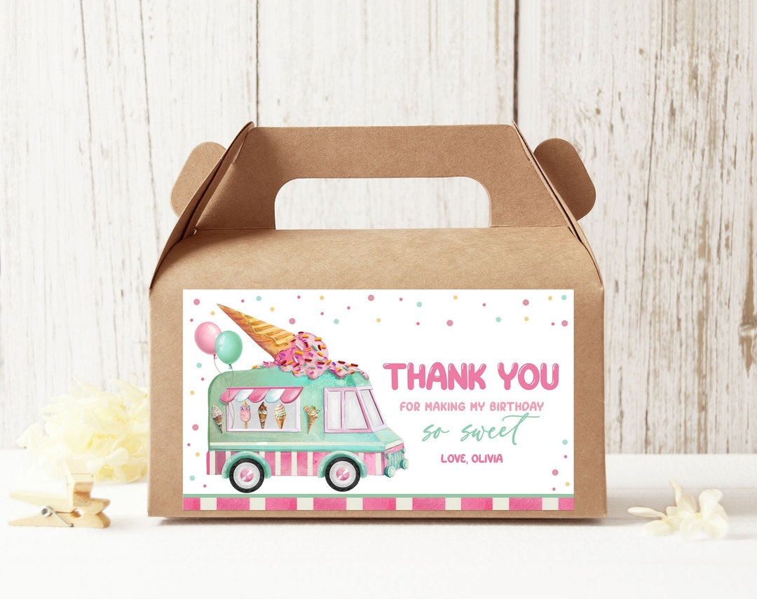 Gable Gift Box Sticker, Gable Box Label Ice Cream Truck, Summer ...