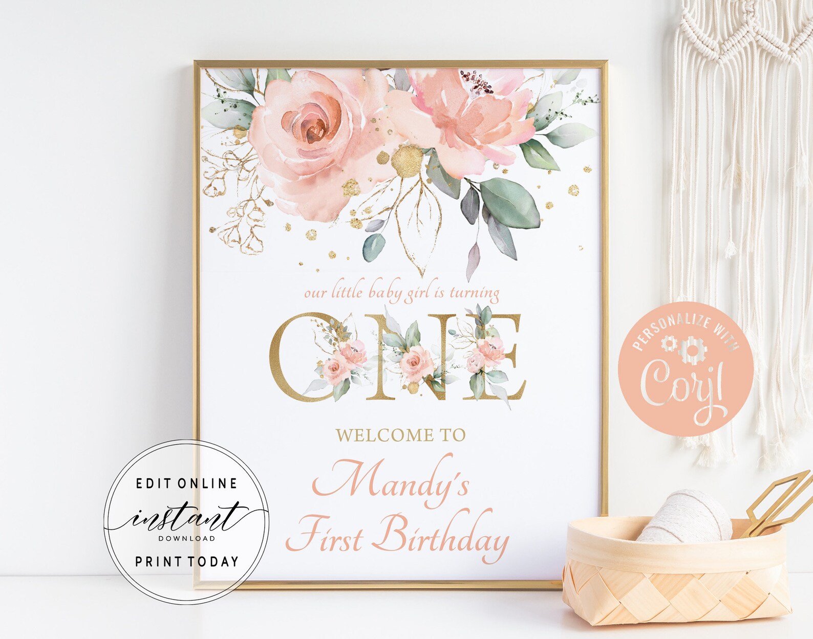 Boho Floral Welcome Sign Printable Birthday Welcome Sign | Etsy
