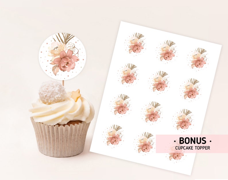 Printable Cupcake Toppers, Editable Cake Decorations | Modern Boho ...