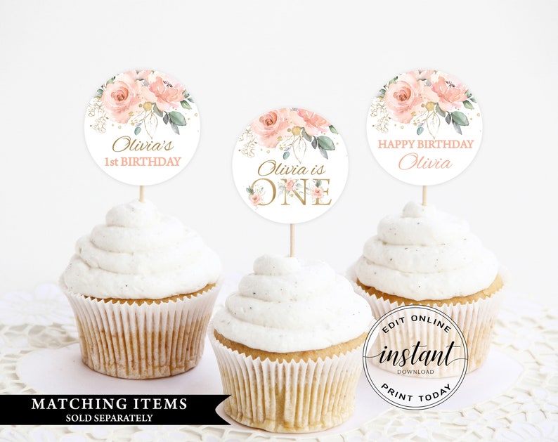 Blush Floral Party Banner Printable Happy Birthday Banner DIY - Etsy