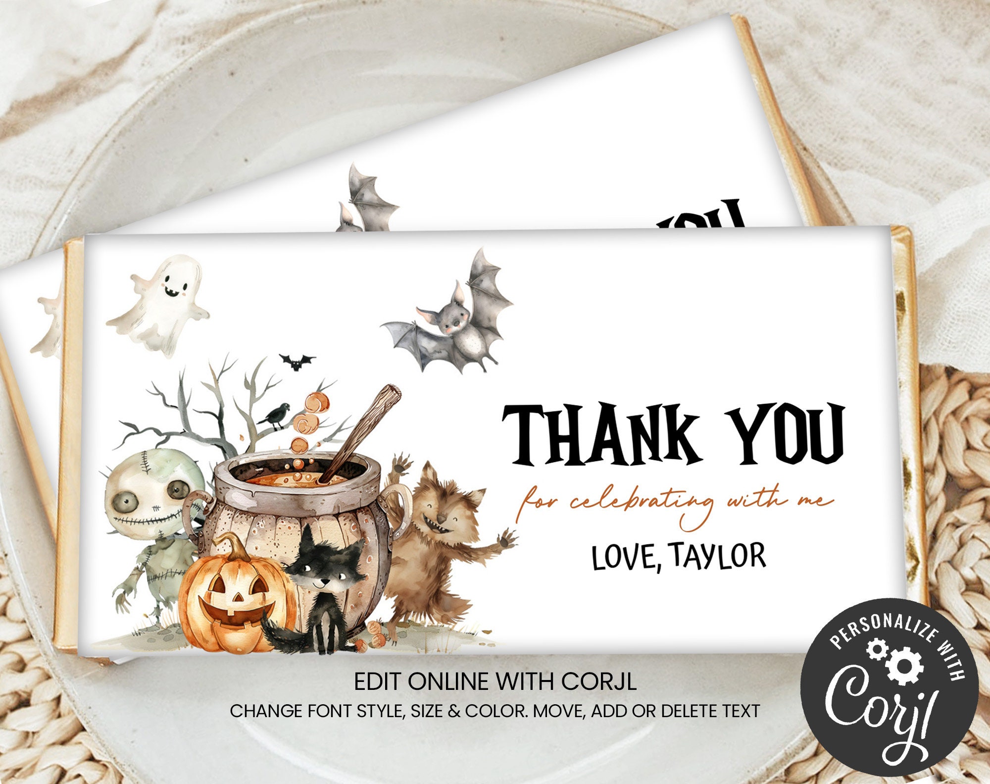 Chocolate Bar Wrapper, Candy Bar | Halloween, Jack O Lantern, Spooky ...