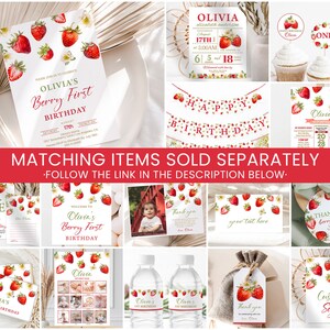 Strawberry Happy Birthday Banner Berry First, Strawberry, Berry Sweet ...