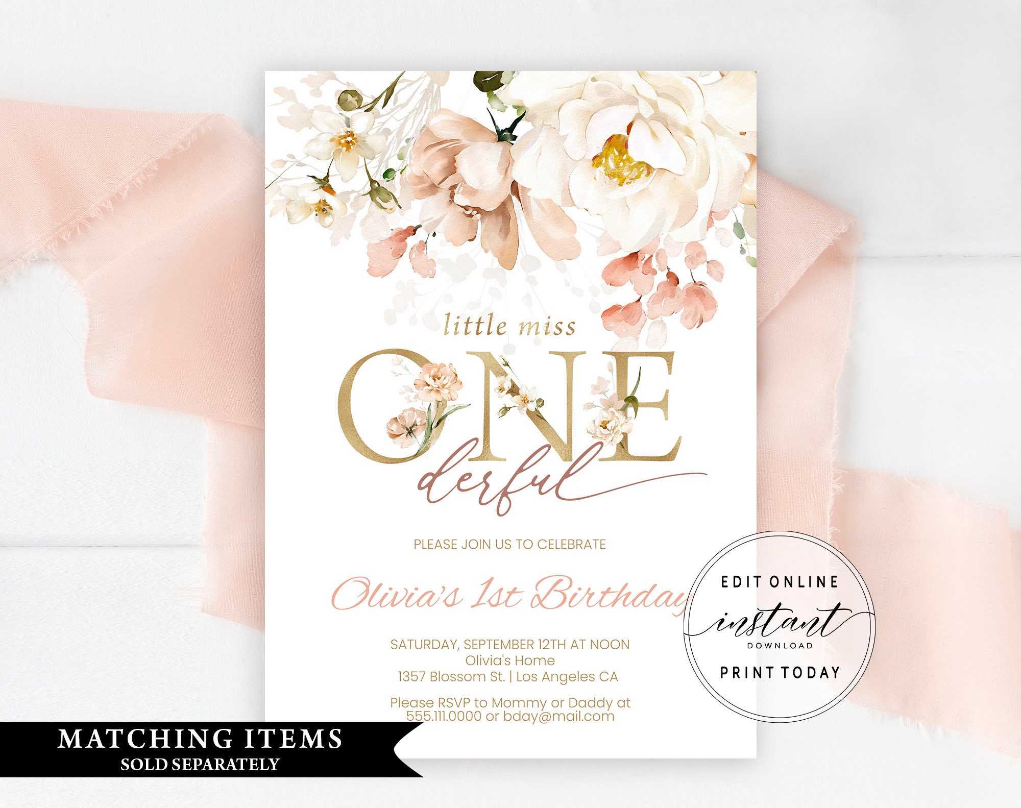 Boho Floral Favor Tags Printable Birthday Party Favors Blush | Etsy