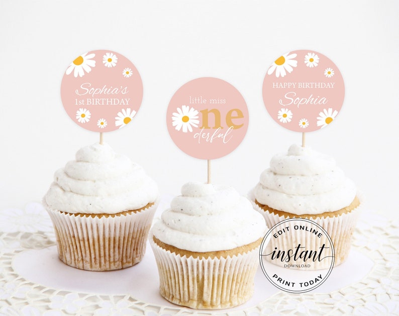 Printable Cupcake Toppers Editable Cake Topper Template Boho - Etsy
