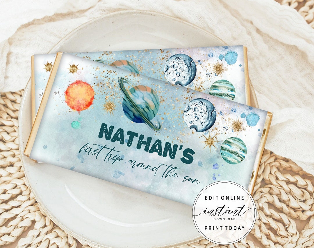 Editable Chocolate Bar Wrapper, Candy Bar Wrapper | Space First Trip ...