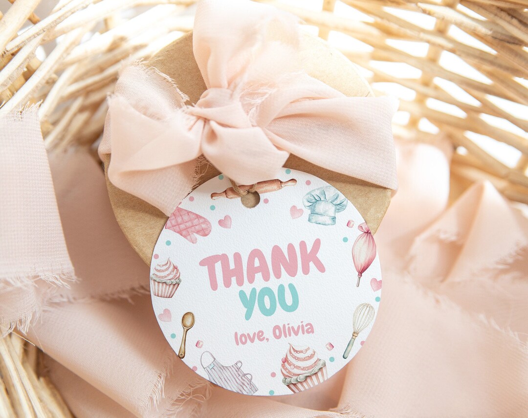 Editable Baking Party Favor Tags, Girl Birthday Stickers, Printable ...