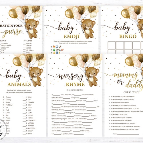 Teddy Bear Baby Shower Games Printable Editable Baby Shower - Etsy