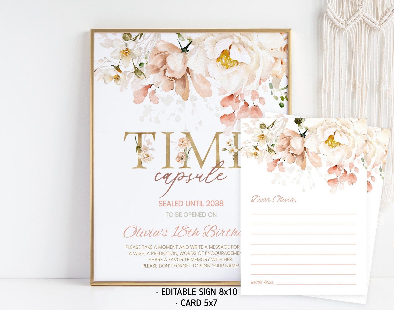 Blush Floral Time Capsule Sign Printable Time Capsule Card - Etsy