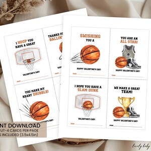 Printable Basketball Valentines Cards, Kids Valentine Day Gift Tags ...
