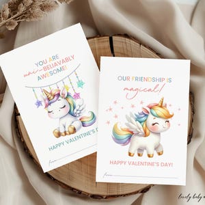Printable Unicorn Valentine Cards, Rainbow Girls Valentines Gift Tags ...