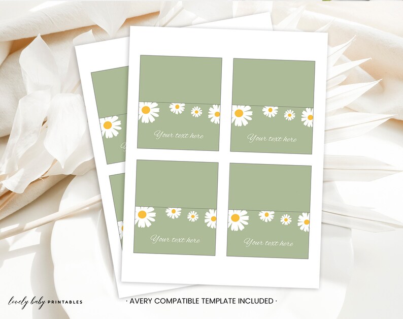 Daisy First Birthday Place Cards Editable Name Cards Foldable - Etsy