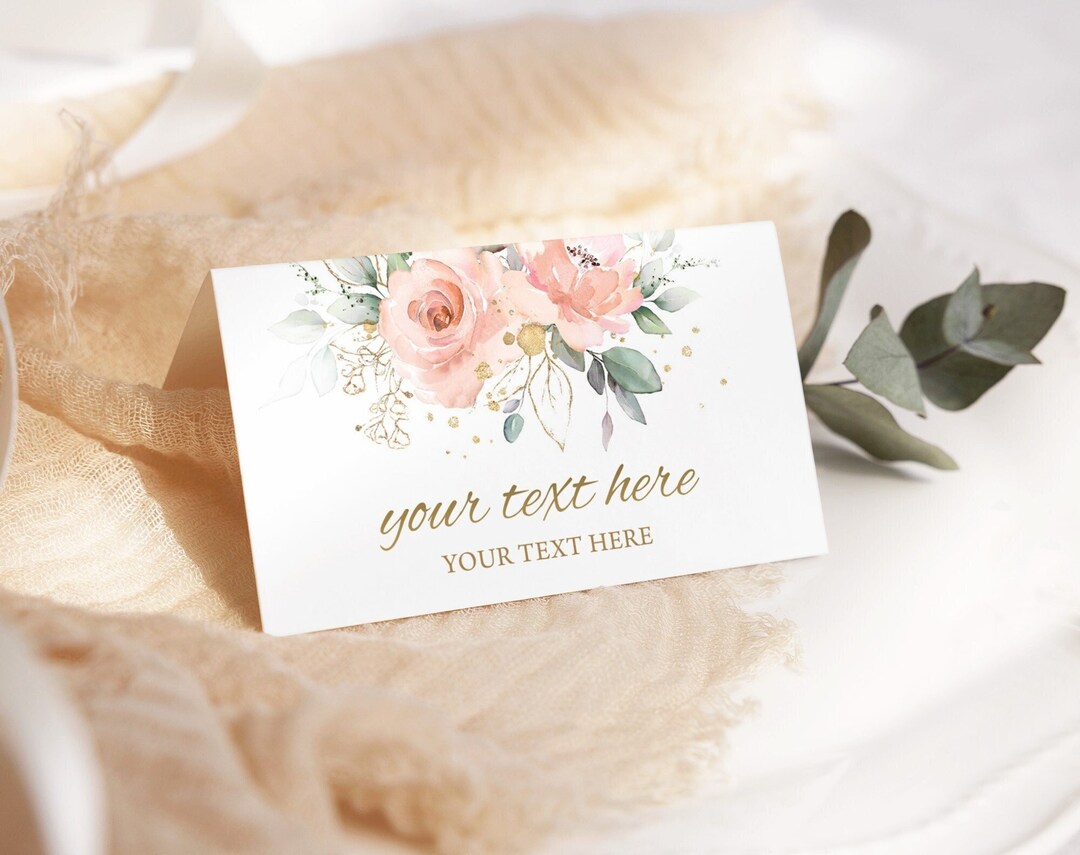 Editable Place Cards Printable Name Cards Blush Floral Food Tent Card ...
