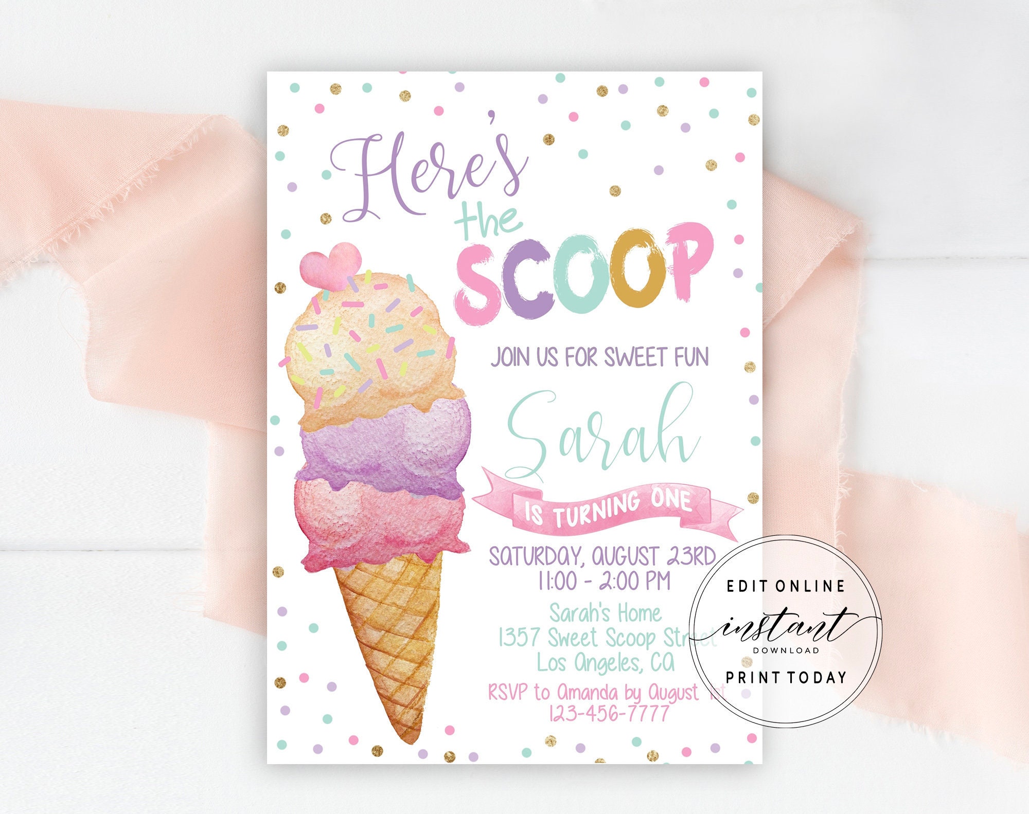 Ice Cream Party Invitation Template
