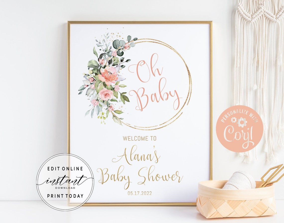 Editable Welcome Sign Template Instant Download Blush Pink | Etsy