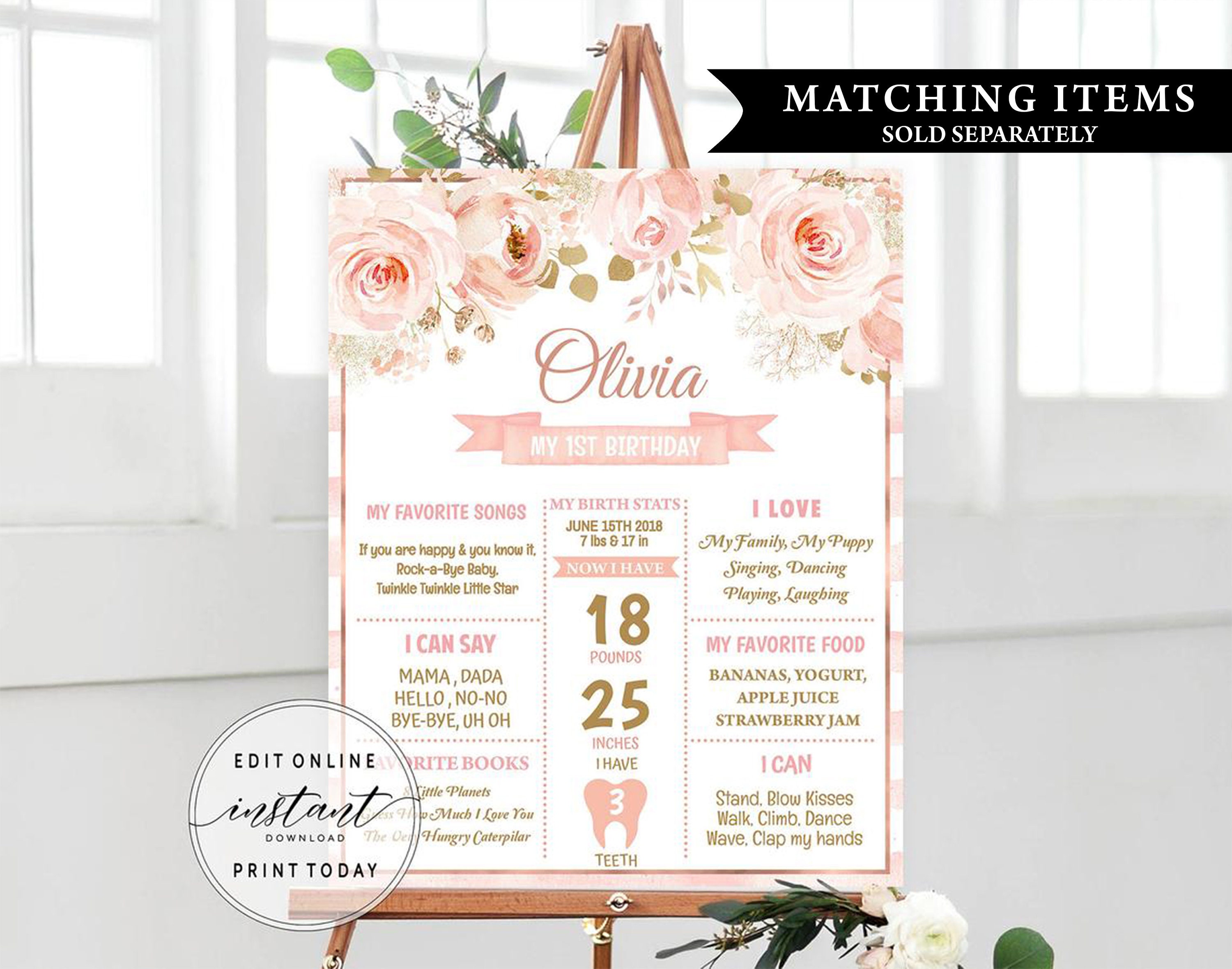 Blush Pink Floral Welcome Poster Printable Birthday Welcome | Etsy