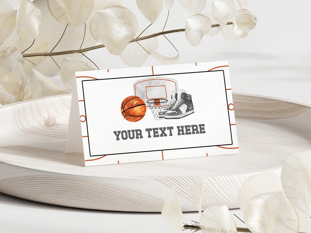 Basketball 1st Birthday Food Tent Cards, Printable Party Place Cards ...