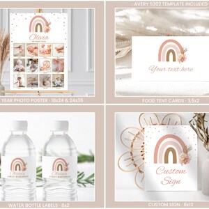 Rainbow Birthday Bundle, Girls 1st Birthday Invite Pack | Boho Rainbow ...