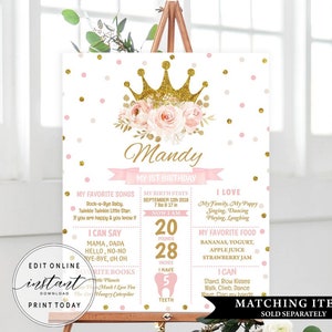 Printable Birth Announcement Poster Editable Birth Stats Sign Template ...