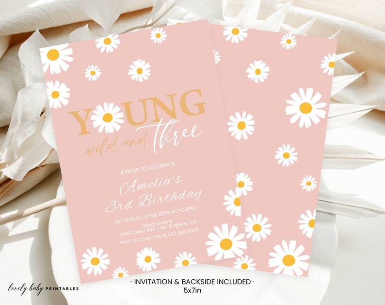 Editable Daisy Birthday Invitation Boho Daisy 3rd Birthday - Etsy
