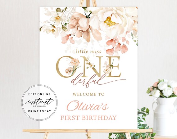 Floral Welcome Sign Template Printable Welcome Poster 1st - Etsy