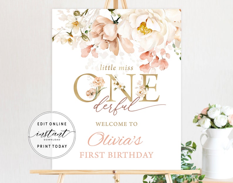 Floral Welcome Sign Template Printable Welcome Poster 1st - Etsy