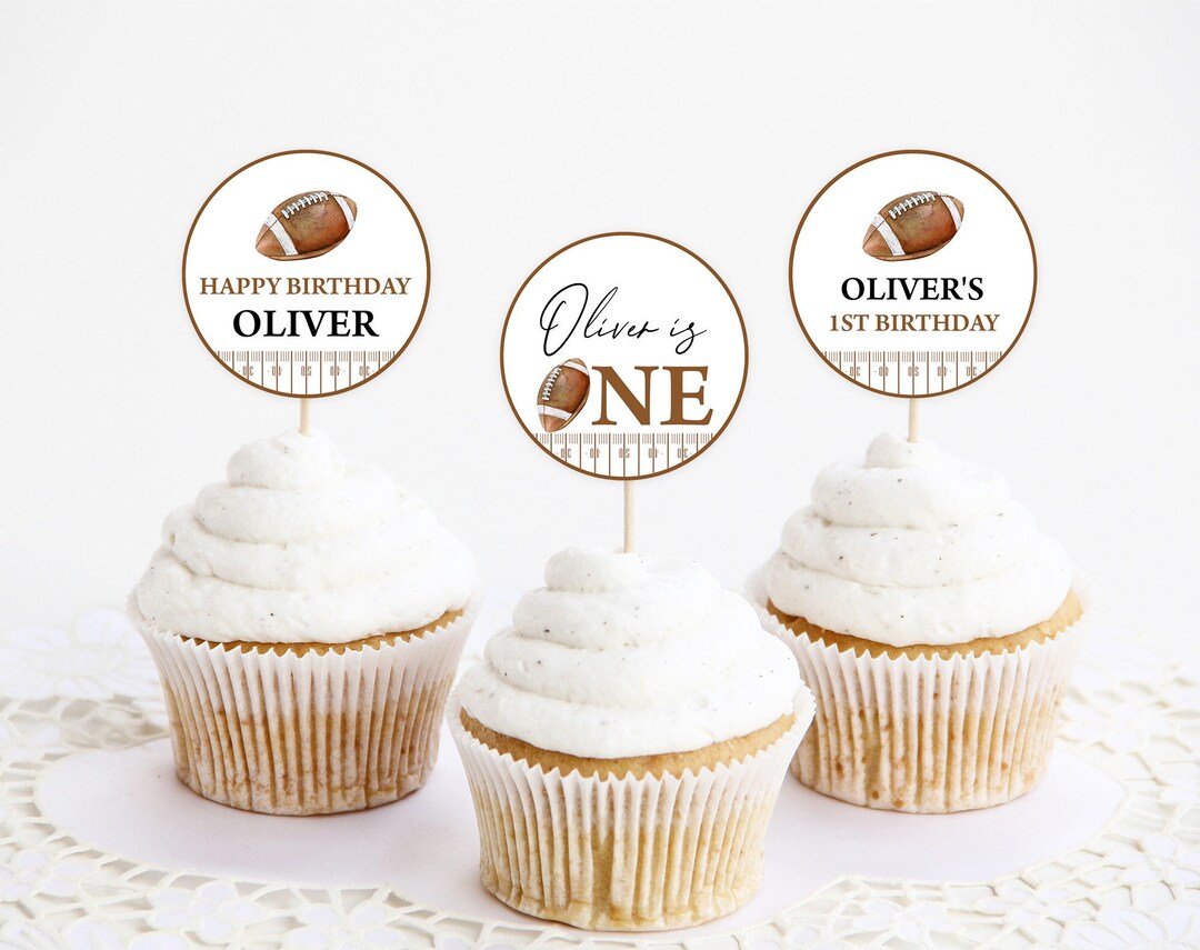 Printable Cupcake Toppers, Party Cake Decor | Football, First Year Down ...