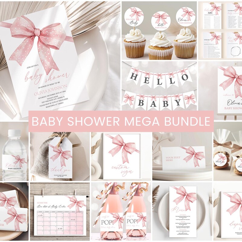 Pink Bow Baby Shower - Etsy