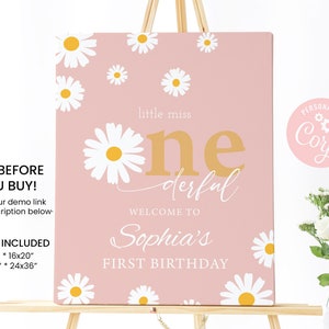 Daisy Birthday Welcome Sign Printable Welcome Poster Editable Template ...