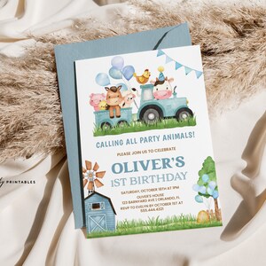 Farm Birthday Invitation, Boys 1st Birthday Invite | Barn Animals ...