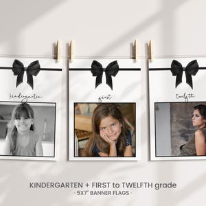 Bow Graduation Photo Banner | Black Coquette Bow, Ribbon | Printable ...