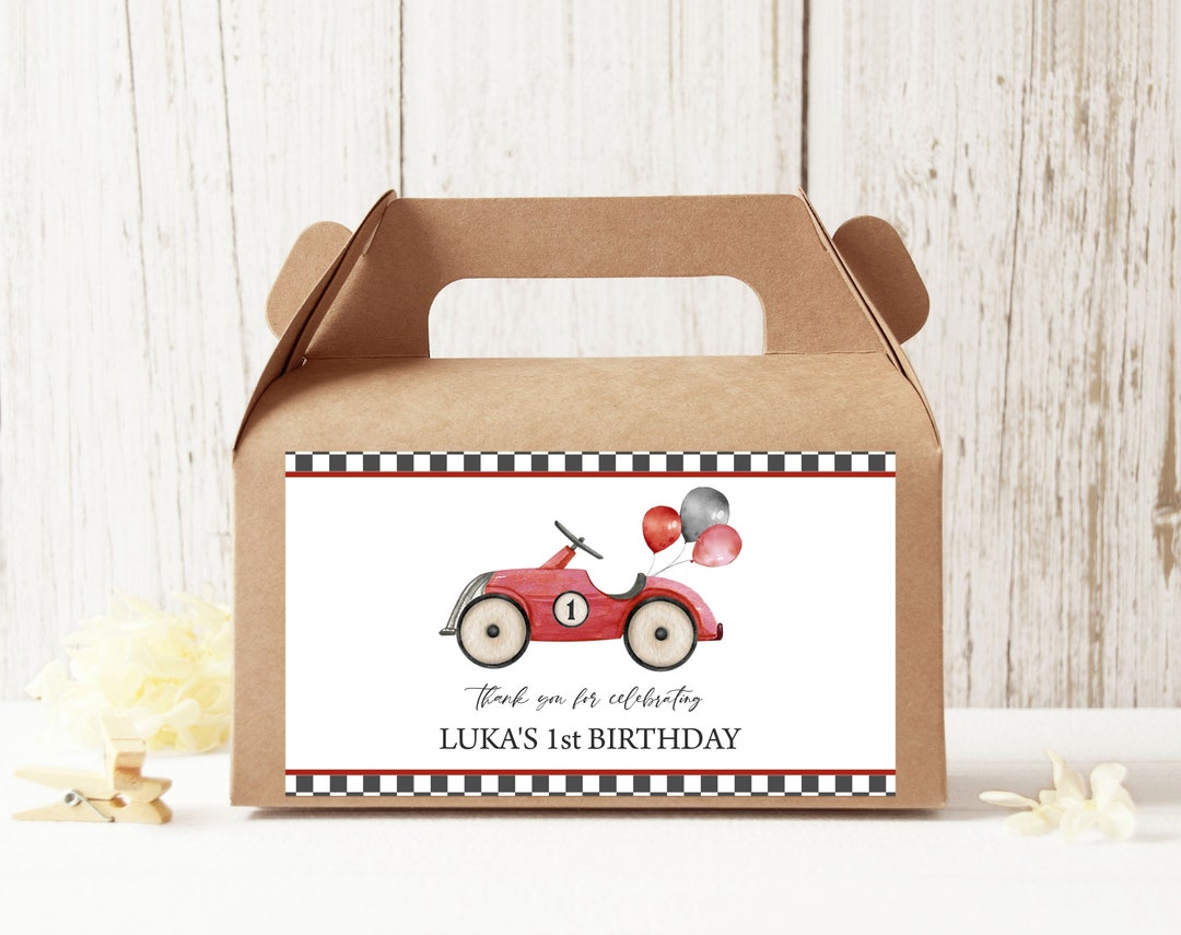 Gable Box Label, Gable Gift Box Sticker Race Car Fast ONE Racecar ...