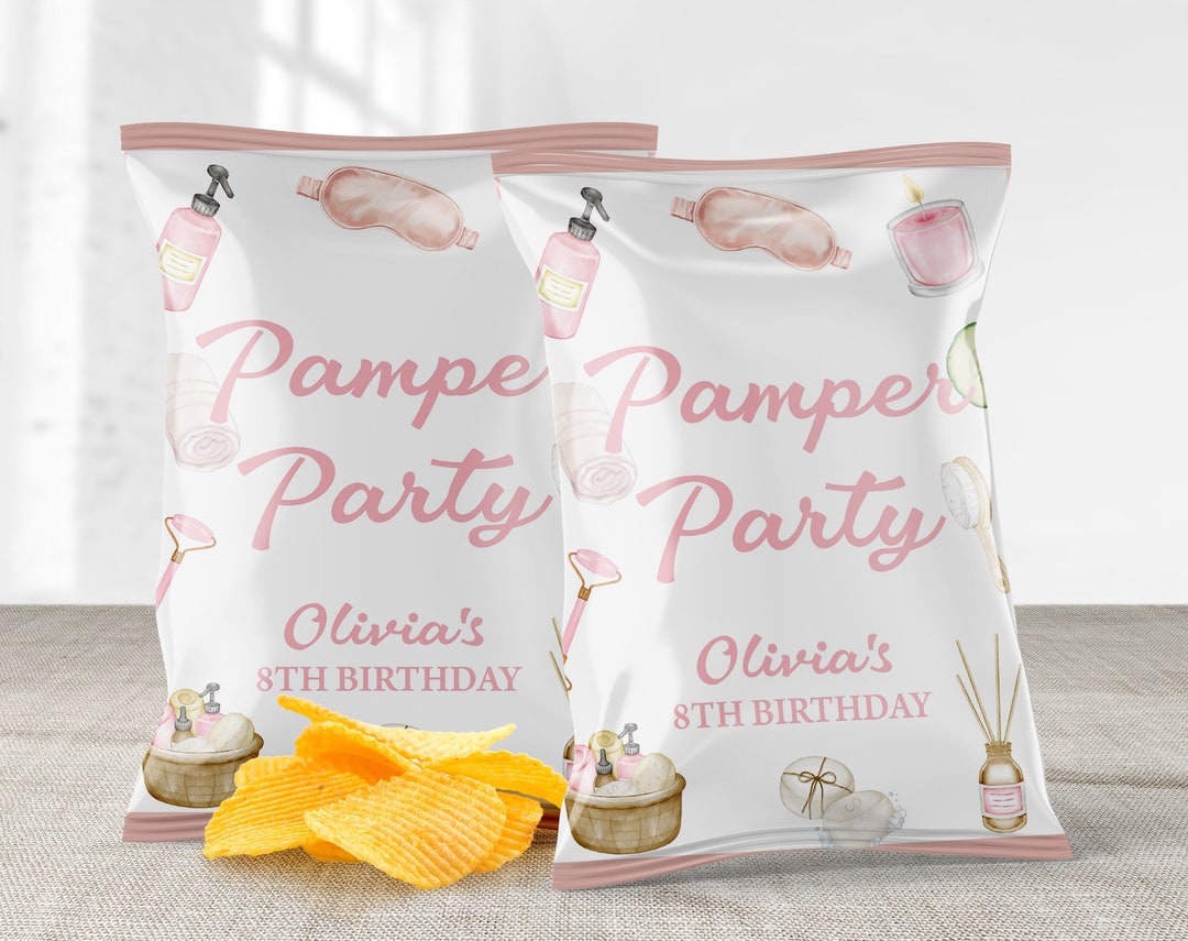 Chips Bag Template, Girls Birthday Favors | Spa Party, Pamper Party ...