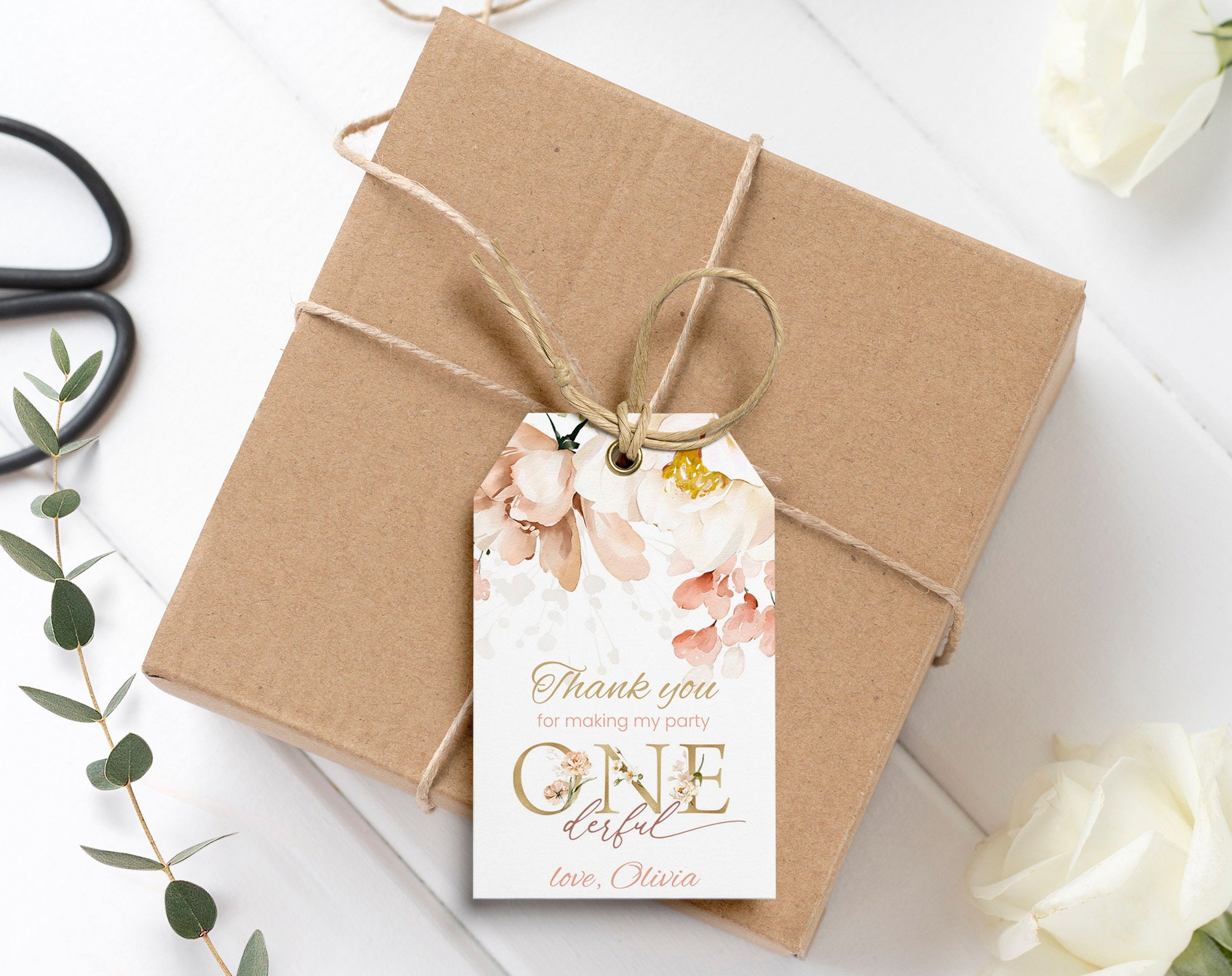 Boho Floral Favor Tags Printable Birthday Party Favors Blush | Etsy