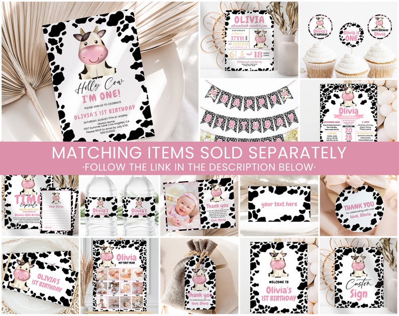 Editable Water Bottle Labels | Holy Cow I'm ONE, Cow Print | Printable ...