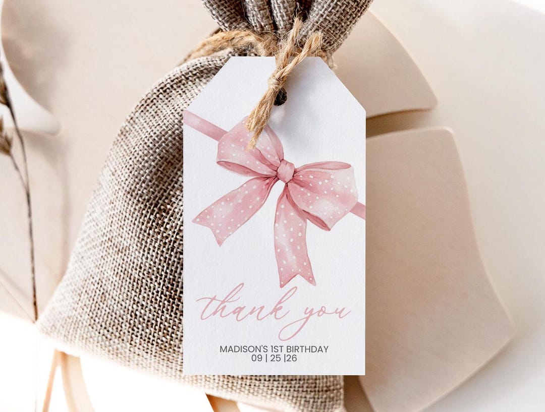 Printable Birthday Favors, Gift Tags | Pink Bow, Girls Just Wanna Be ...